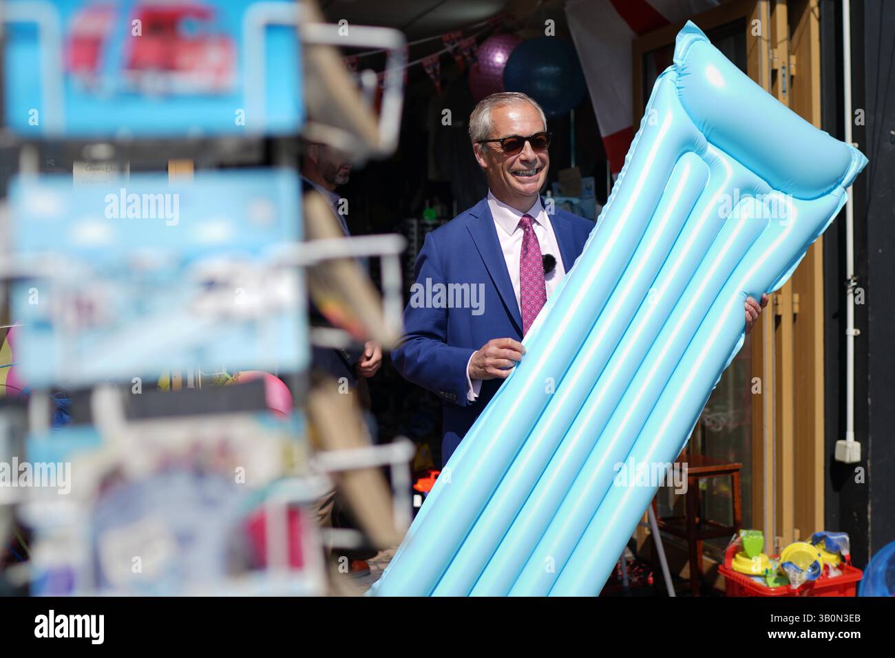Reform UK leader Nigel Farage visiting shops in Ramsgate in Kent ...