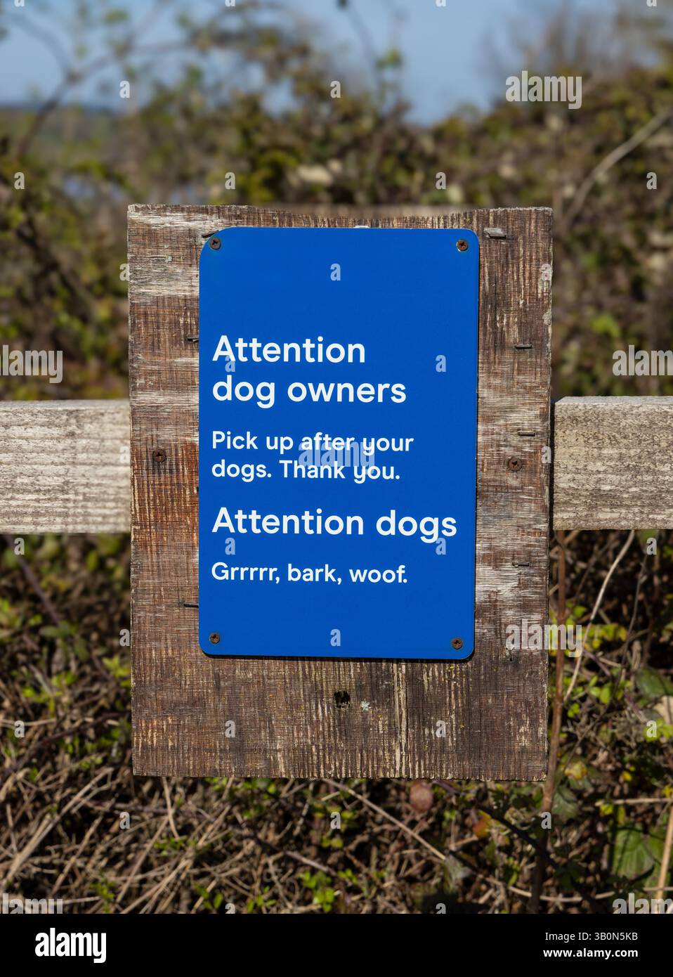 Dog Clean Up sign in agricultural area of United Kingdom Stock Photo ...