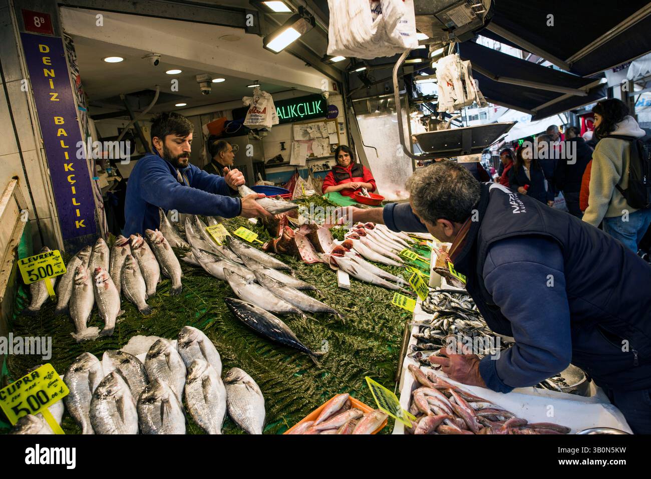 Istanbul, Turkey. 19th Apr, 2025. Different types of fish seen at the ...