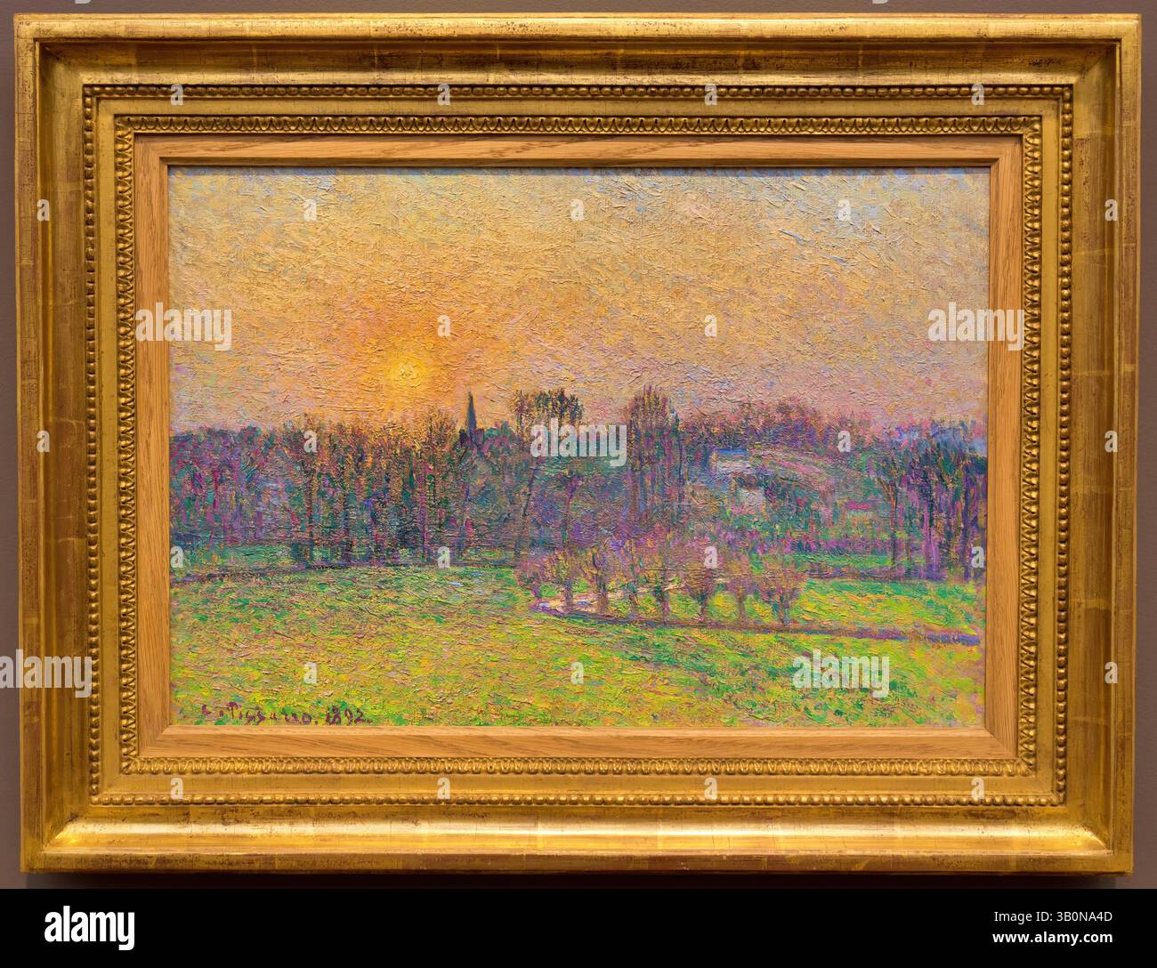 View of Bazincourt, Sunset, 1870 (Painting) Pissarro, Camille (1830 ...
