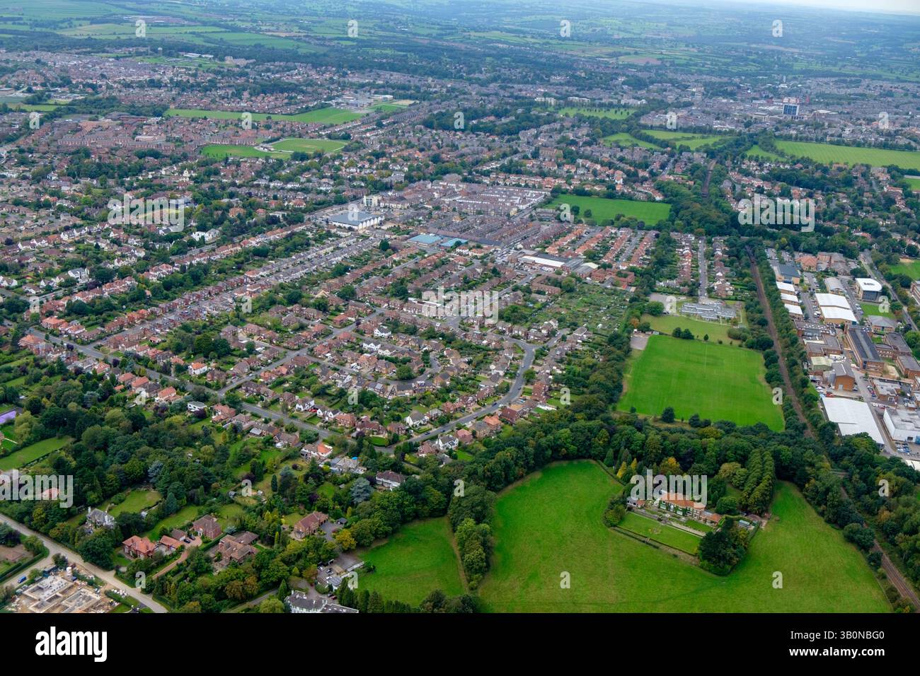 Aerial view of a suburban area, showcasing residential planning and ...