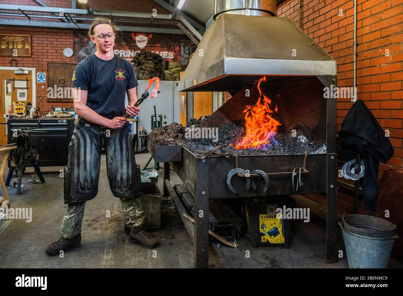 London, UK. 24th Apr, 2025. The farriers prepare new shoes in the forge ...