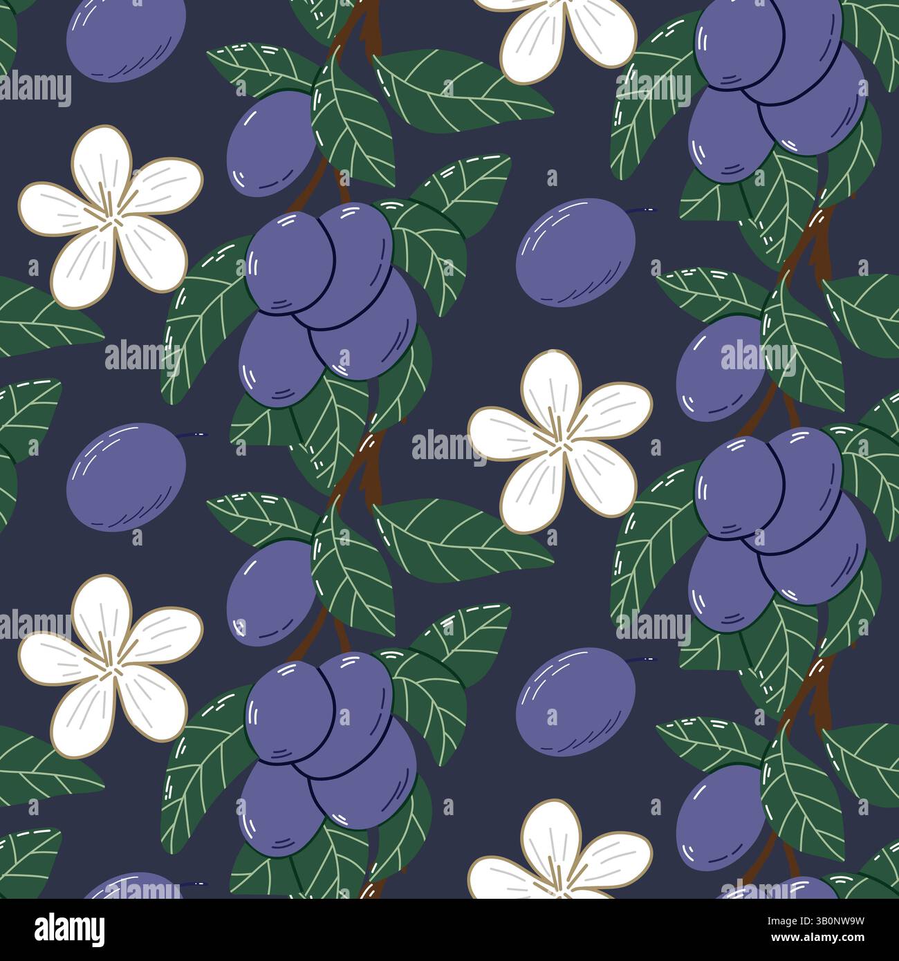 Purple plums on dark Stock Vector Images - Alamy