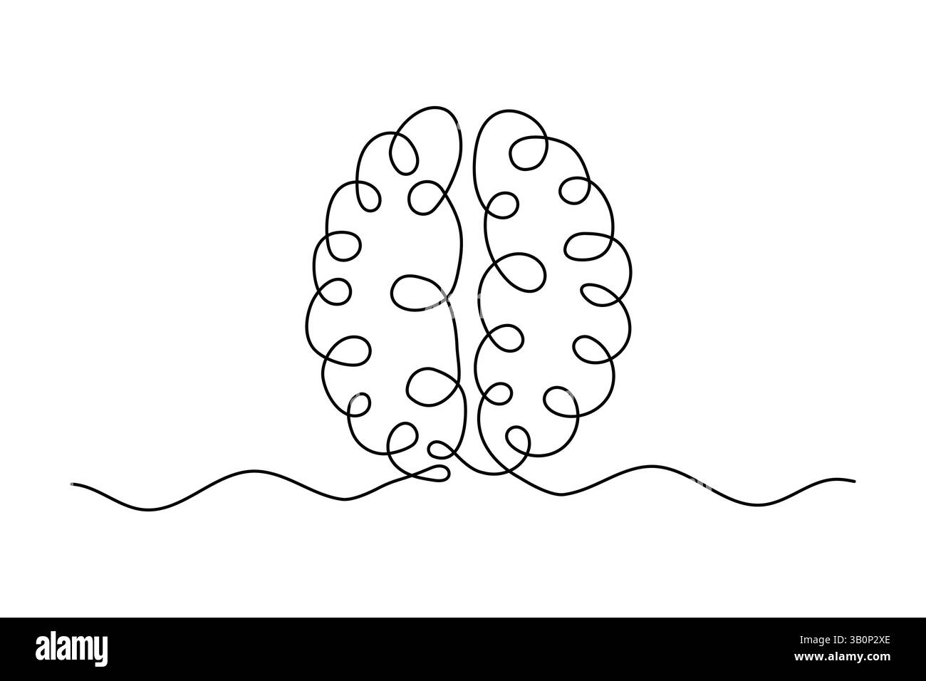 Human brain continuous one line drawing of minimalist outline vector ...