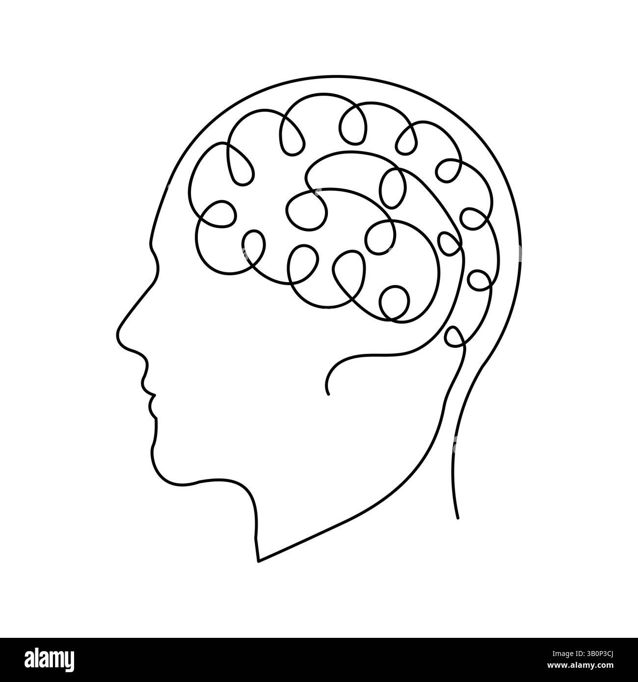 Human brain continuous one line drawing of minimalist outline vector ...