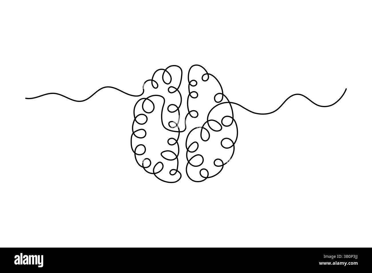 Human brain continuous one line drawing of minimalist outline vector ...