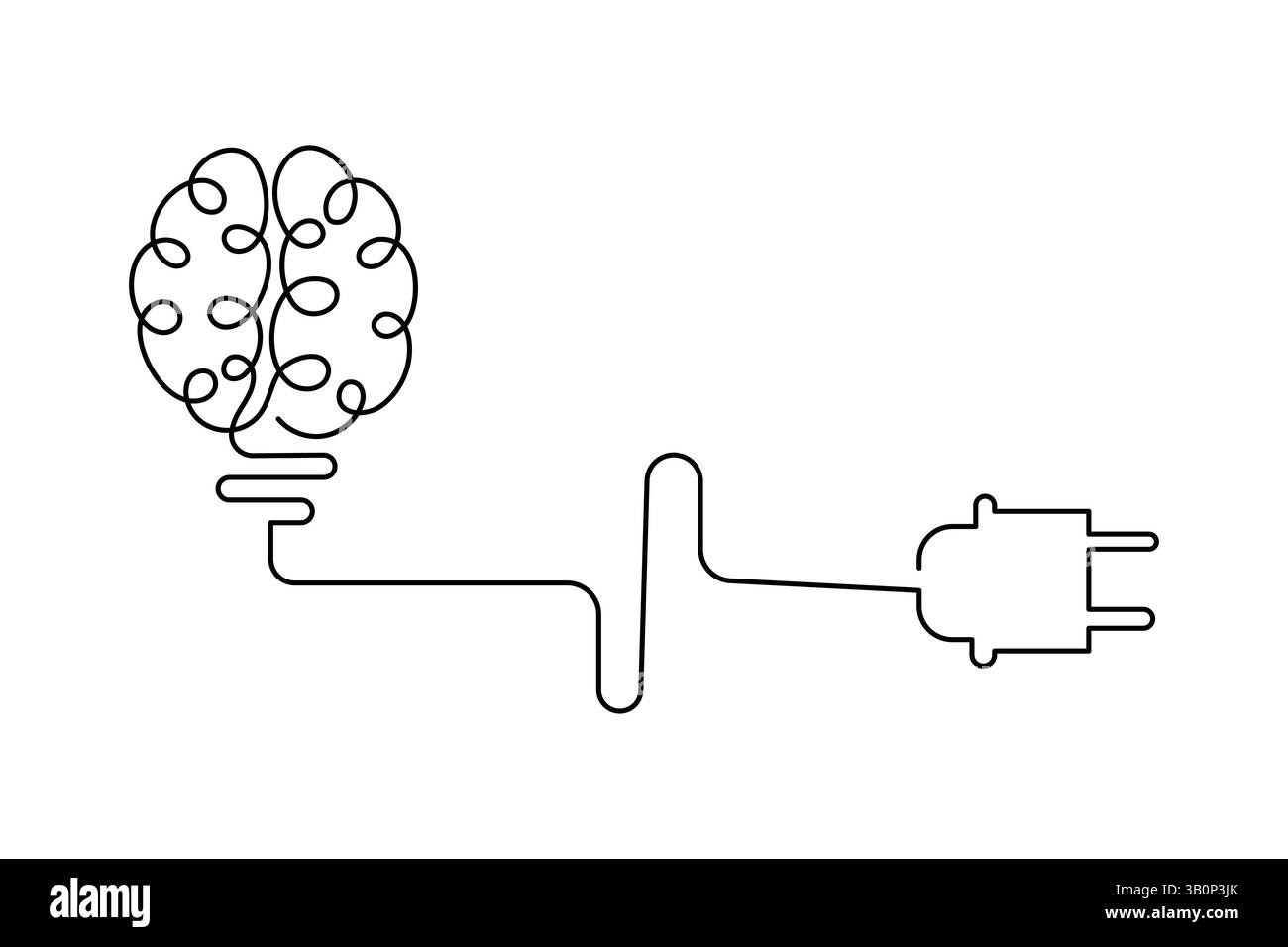 Human brain continuous one line drawing of minimalist outline vector ...