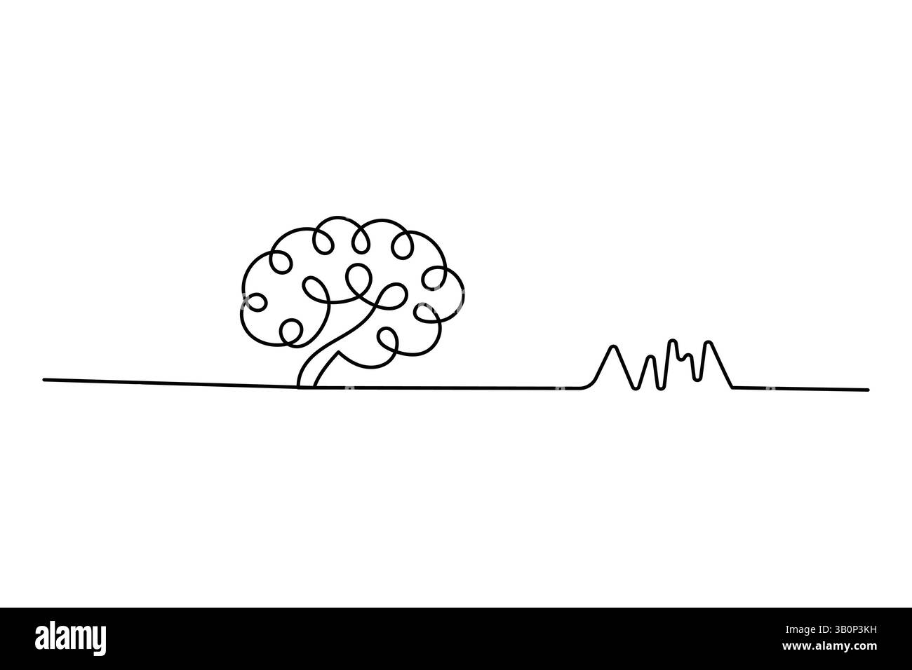 Human brain continuous one line drawing of minimalist outline vector ...