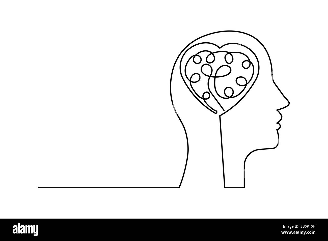 Human brain continuous one line drawing of minimalist outline vector ...