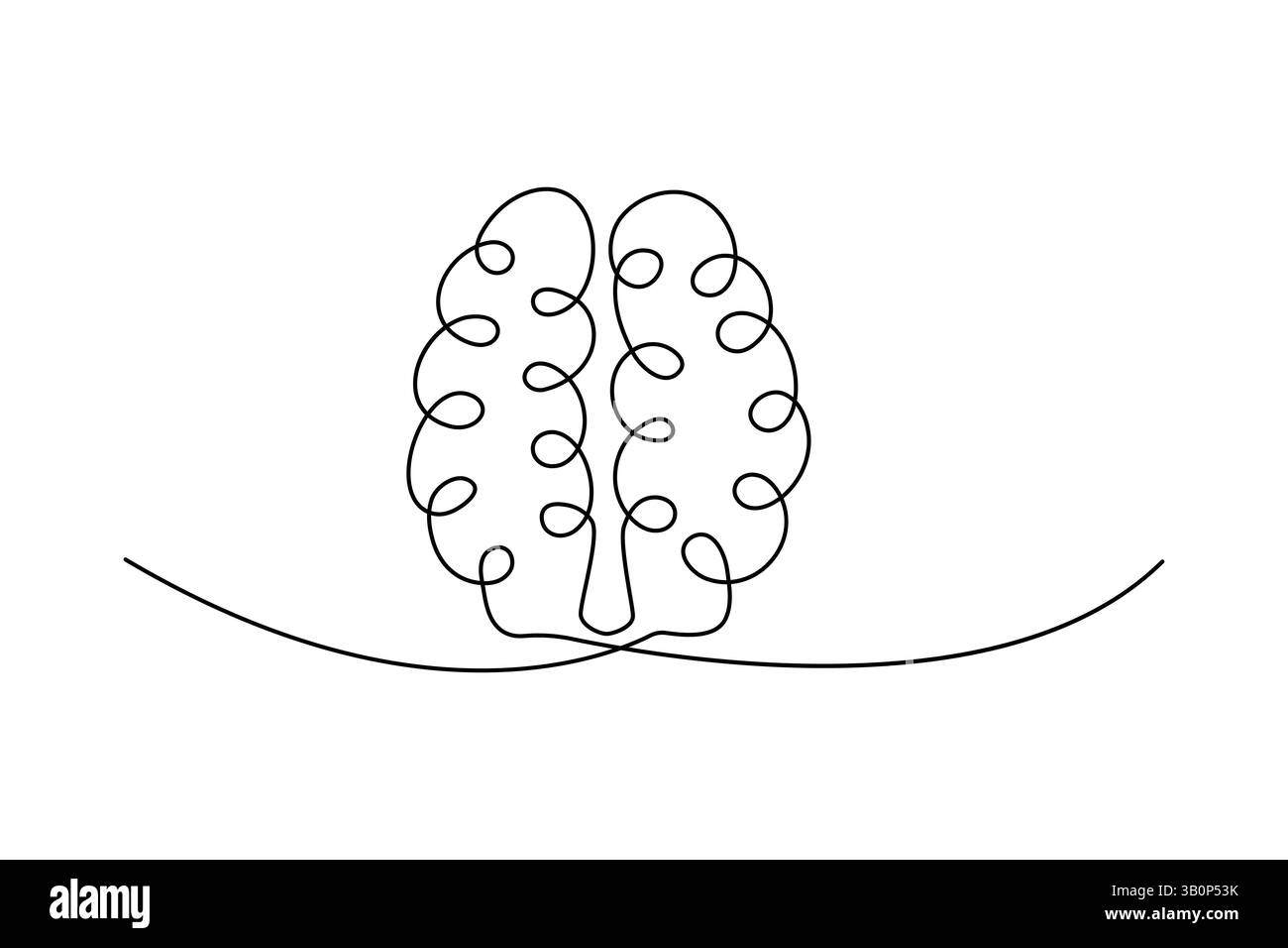 Human brain continuous one line drawing of minimalist outline vector ...