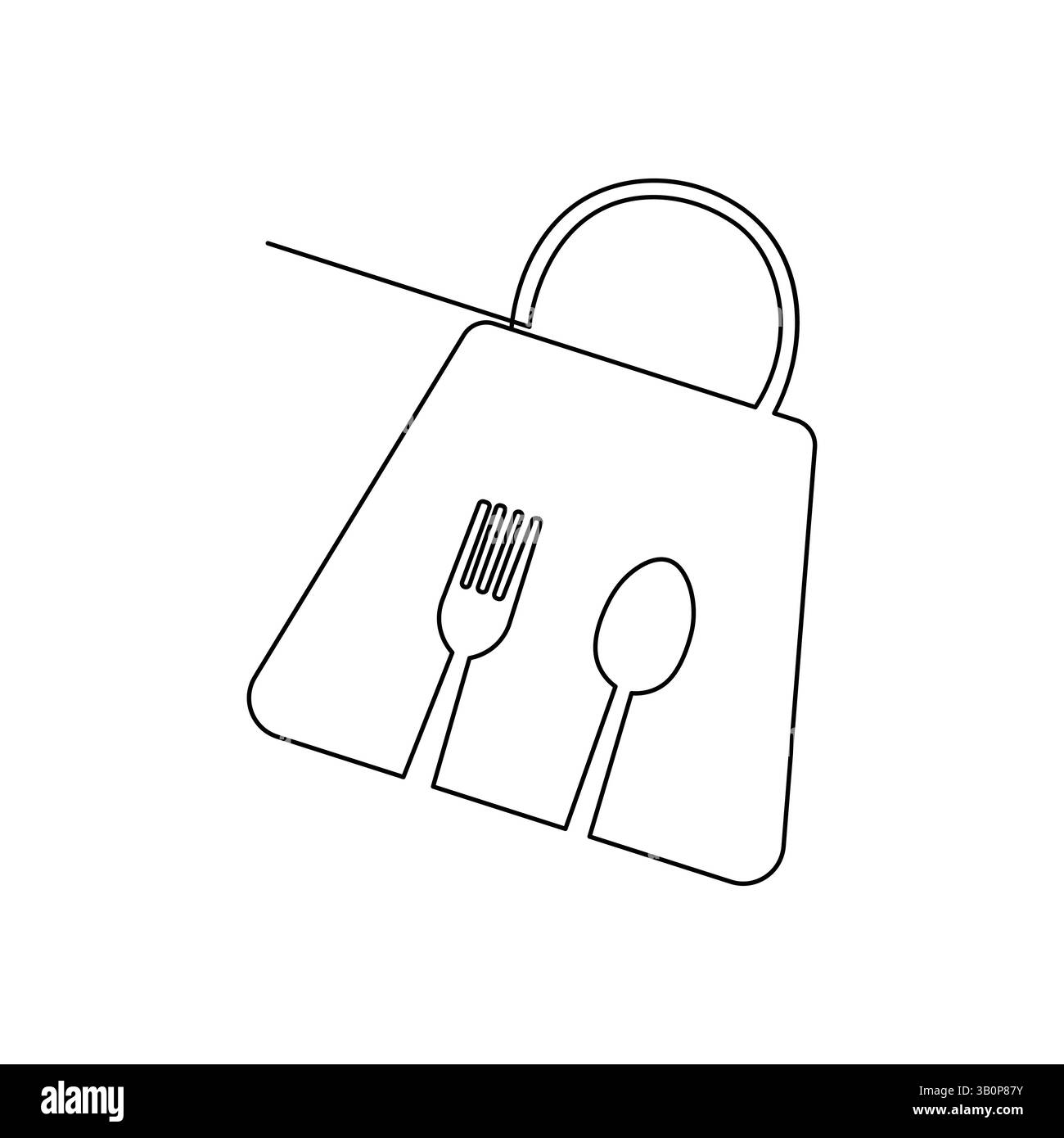 Knife and fork continuous one line drawing of minimalist outline vector ...
