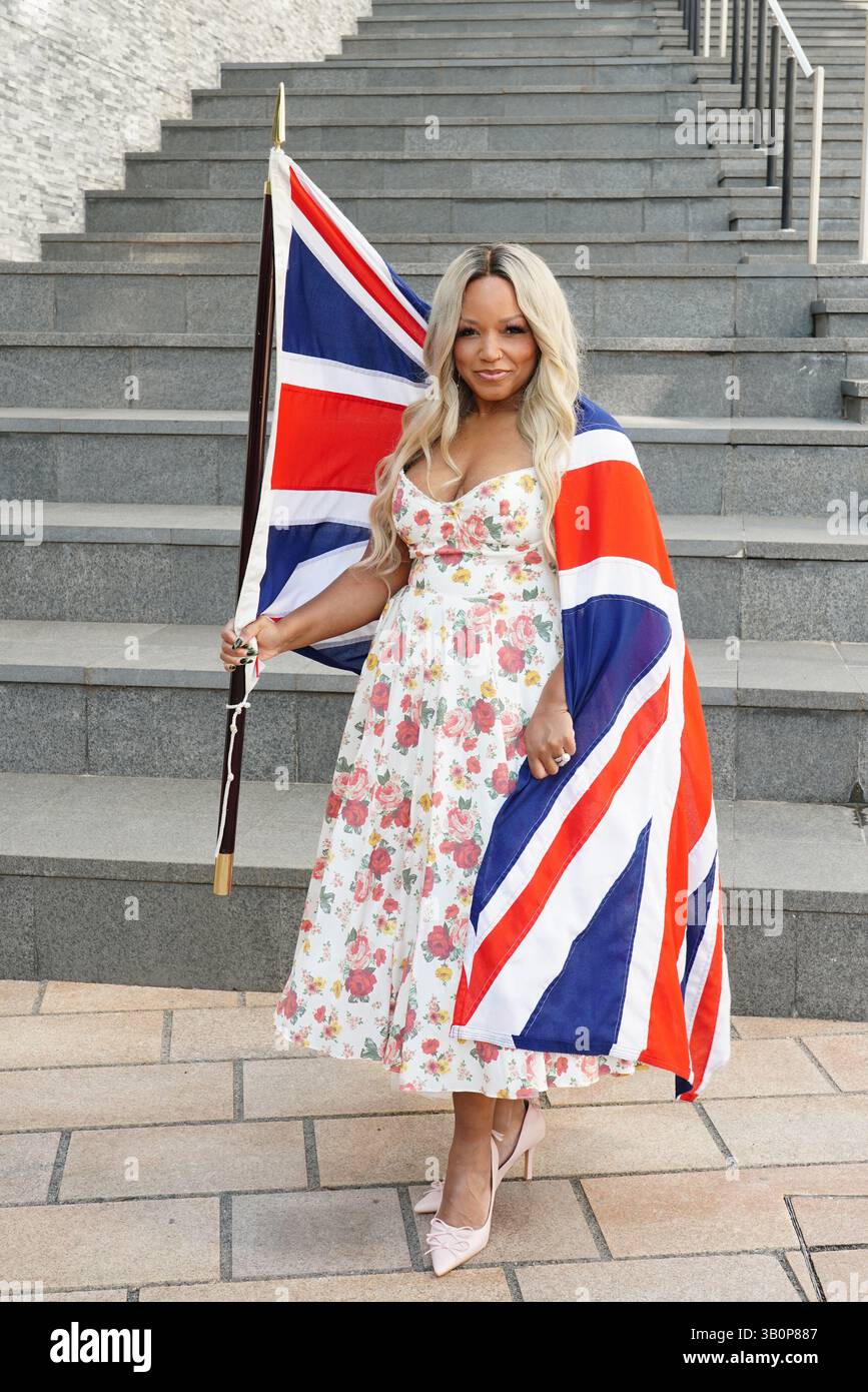 Cabaret and West End star Marisha Wallace waves a Union Jack flag ...
