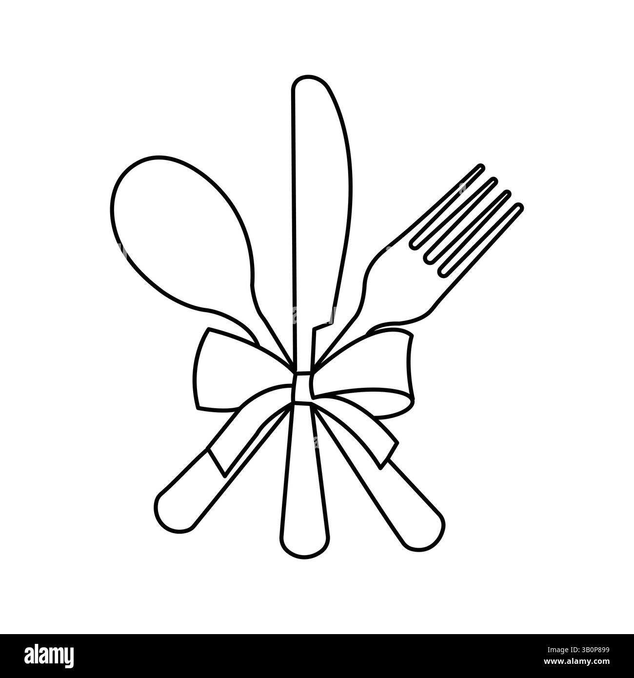 Knife and fork continuous one line drawing of minimalist outline vector ...