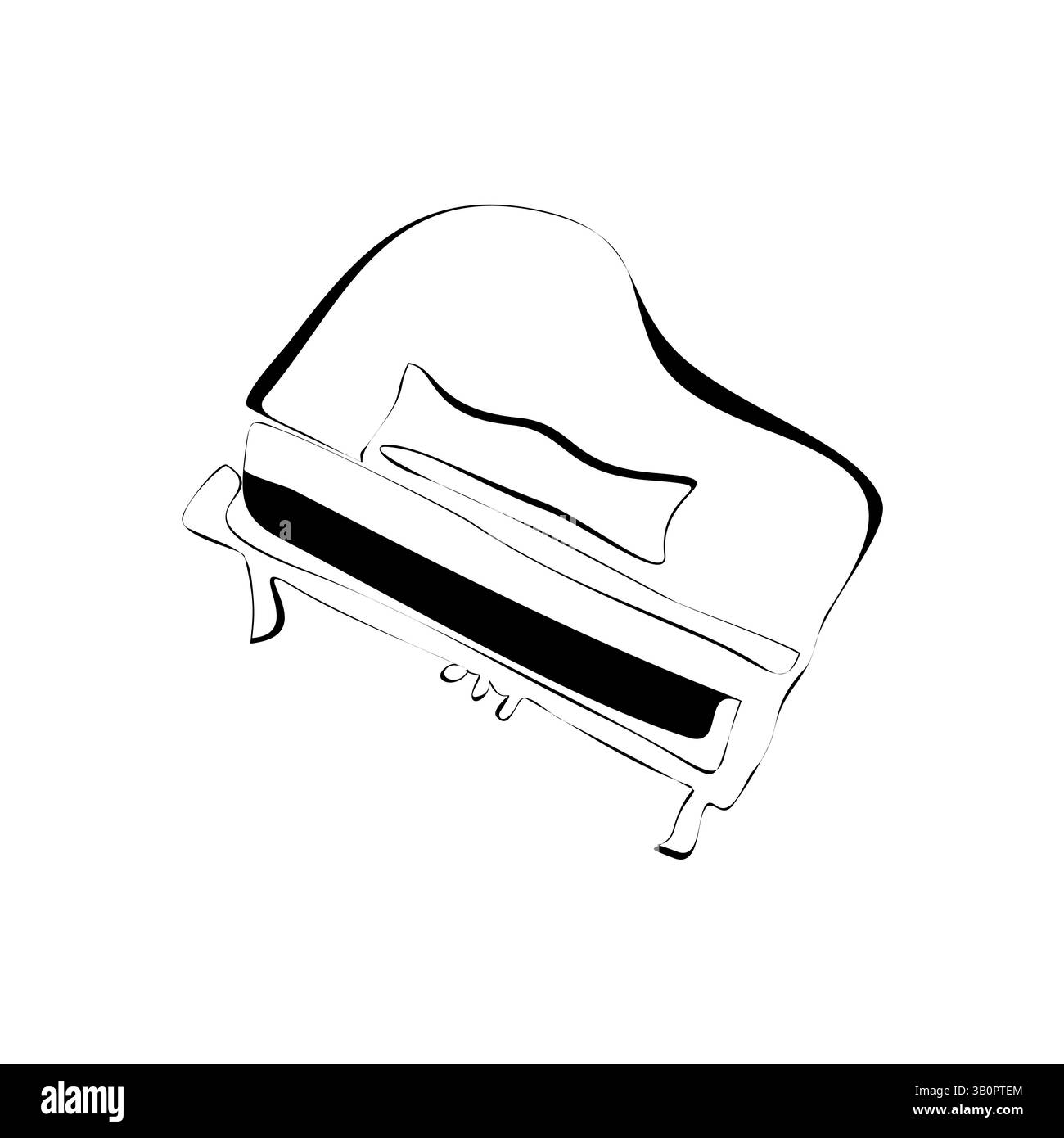 Piano continuous one line vector drawing. Pianoforte hand drawn ...
