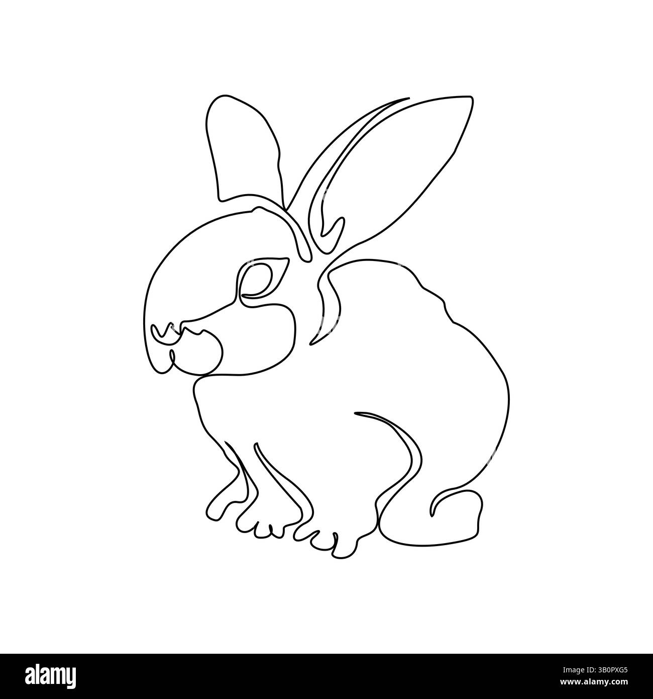 Continuous one line drawing of bunny. Cute rabbit silhouette with ears ...