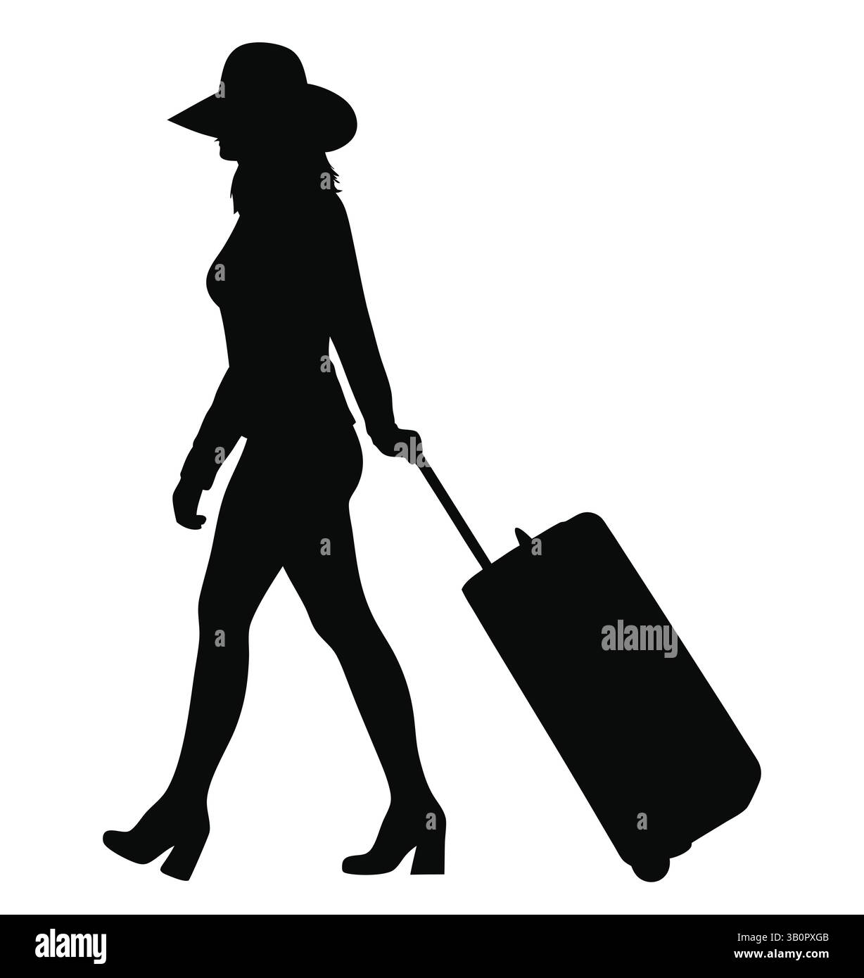 Female Tourist Silhouette with Luggage | Tourist | Female | Silhouette Stock Vector Image & Art ...