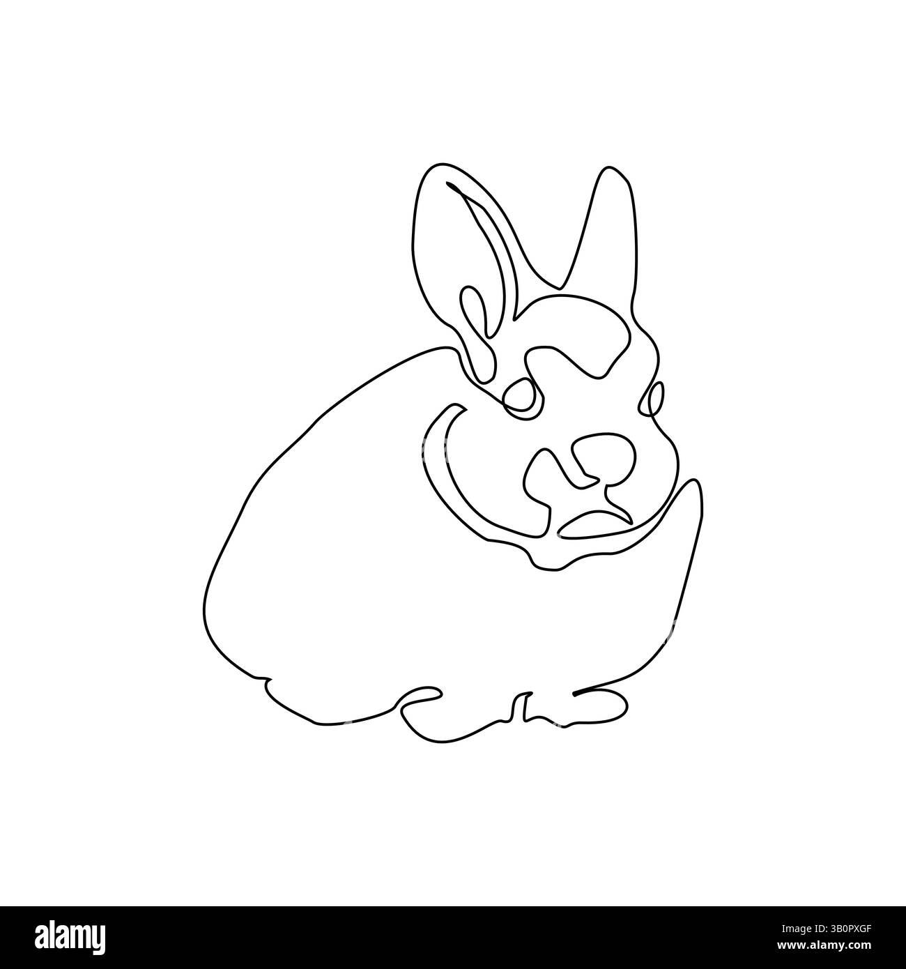 Continuous one line drawing of bunny. Cute rabbit silhouette with ears ...
