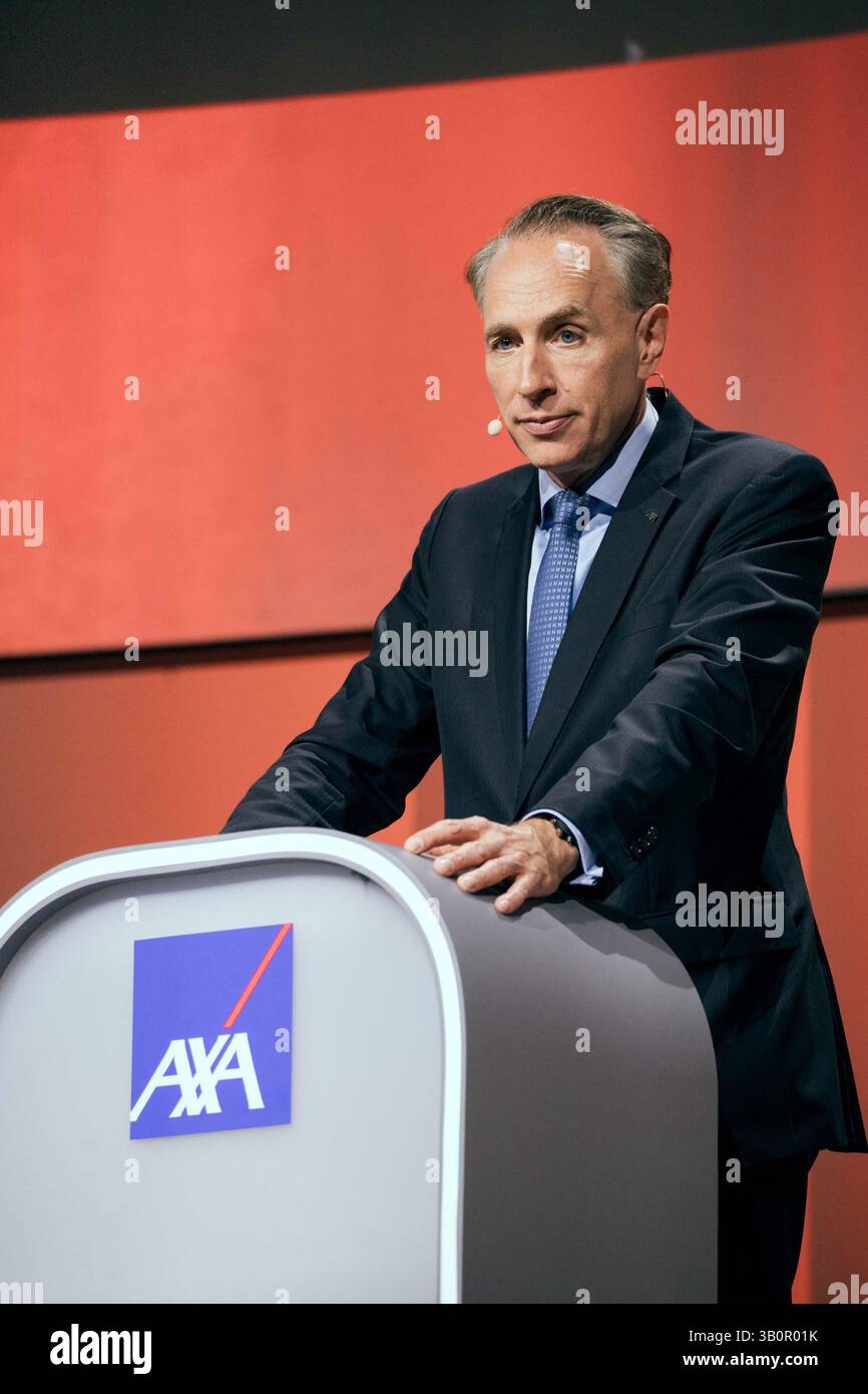 Paris, France. 24th Apr, 2025. CEO of Axa Thomas Buberl speaks during ...