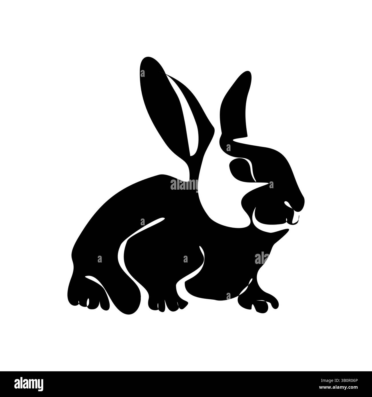 Rabbit silhouette. Easter Bunny. Isolated on white background. A simple ...