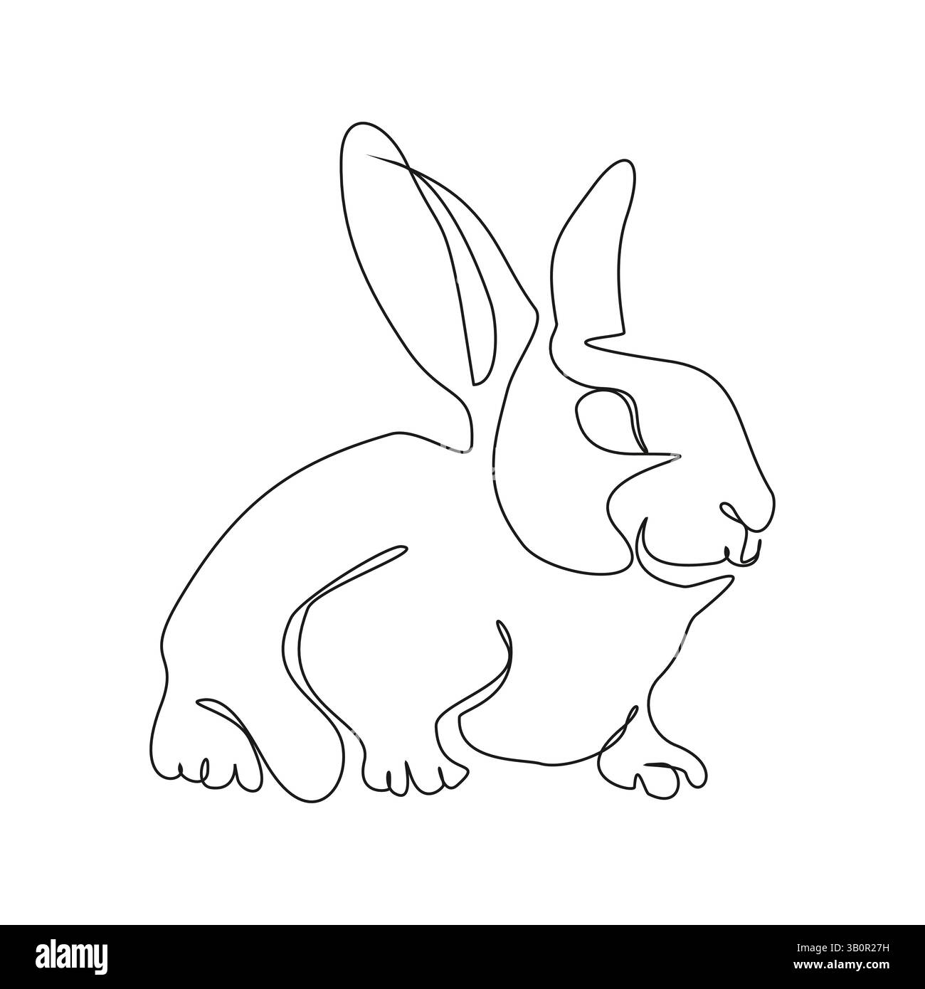 Continuous one line drawing of bunny. Cute rabbit silhouette with ears ...