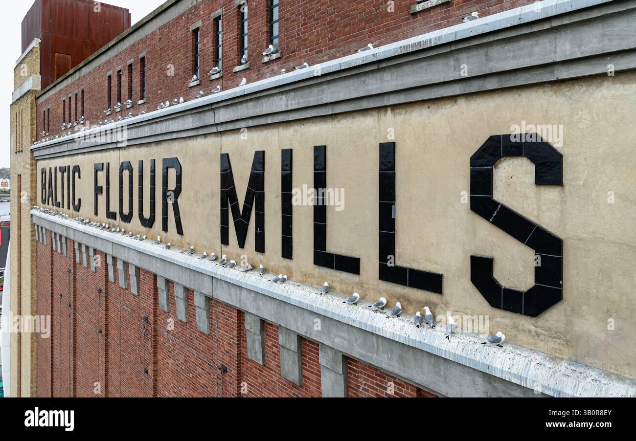 Newcastle, UK - Apr 12, 2025 - Side-view of the BALTIC FLOUR MILLS ...