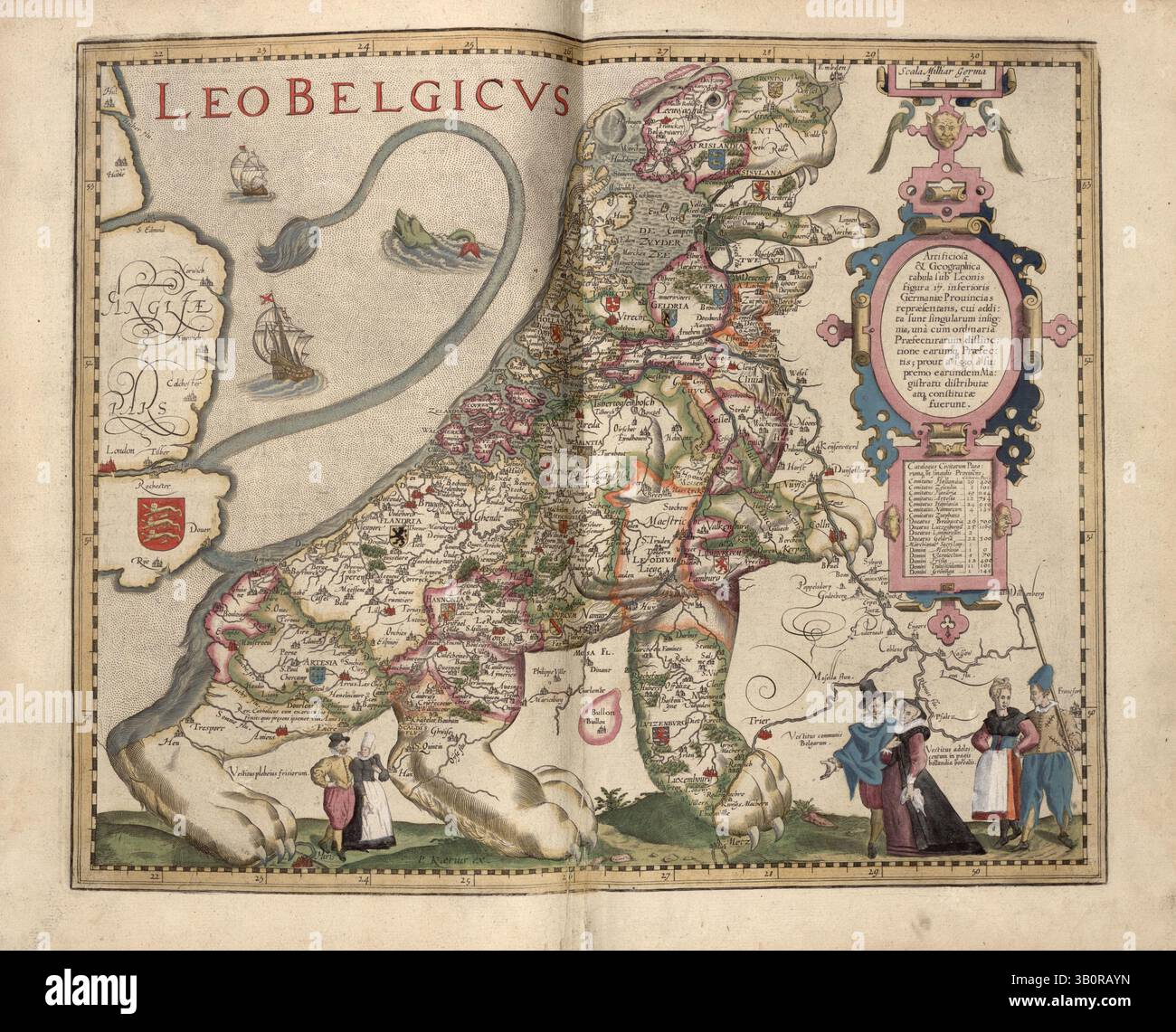 1622 - Netherlands - Netherlandic Lion, Map of Leo Belgicus, map of the ...