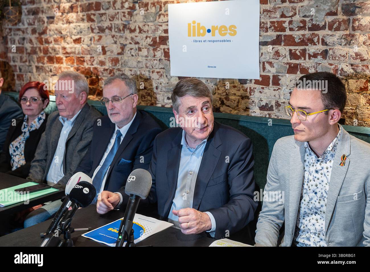 Brussels, Belgium. 24th Apr, 2025. Marc Cools, Olivier Maingain and ...