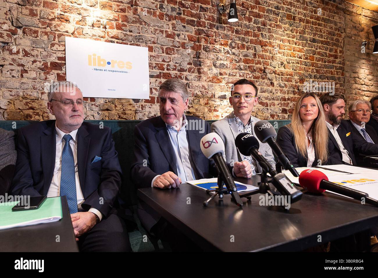 Brussels, Belgium. 24th Apr, 2025. Marc Cools, Olivier Maingain, Brice ...