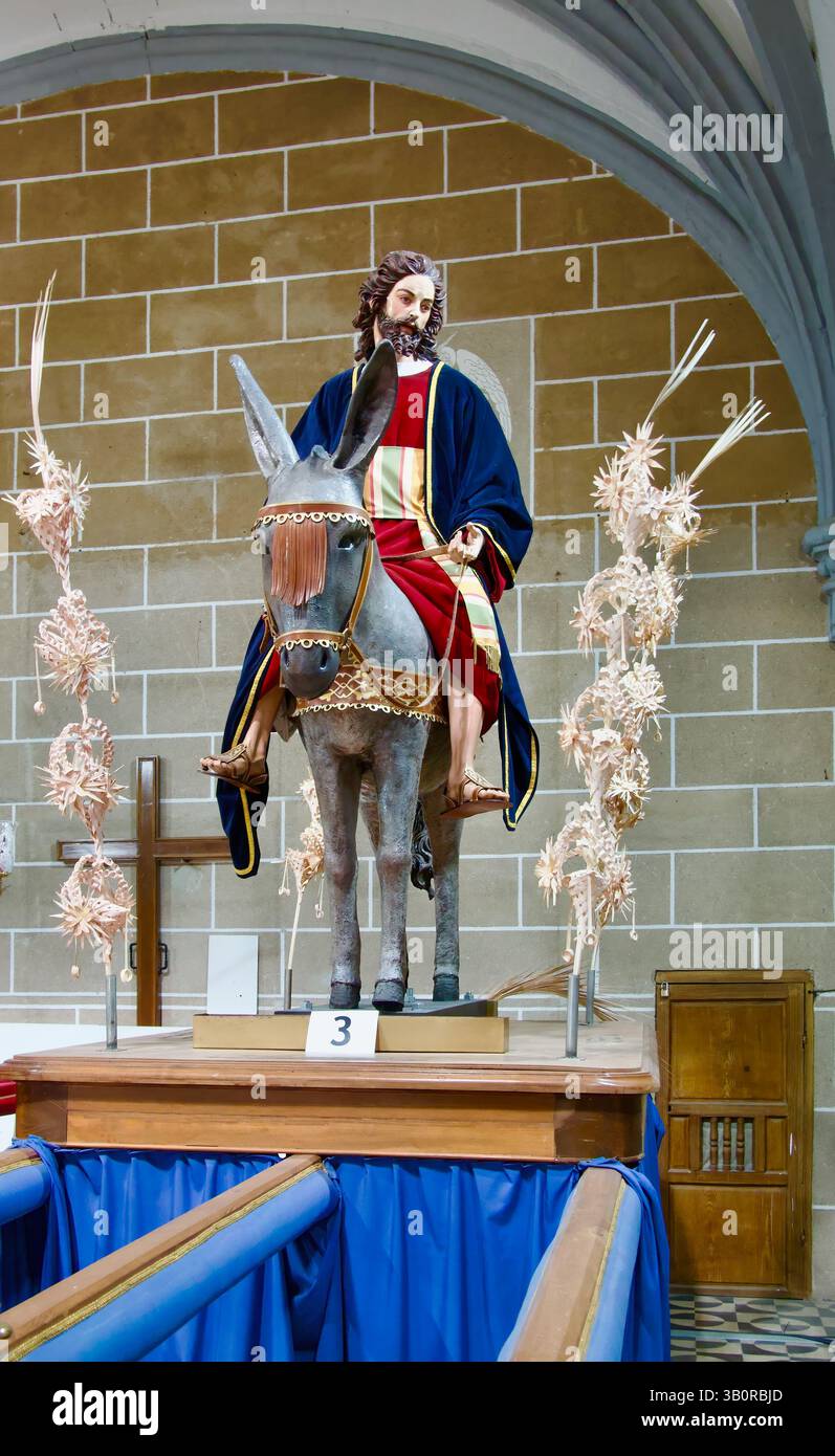 Palm Sunday paso painted wooden statue Christ's triumphal entry into ...