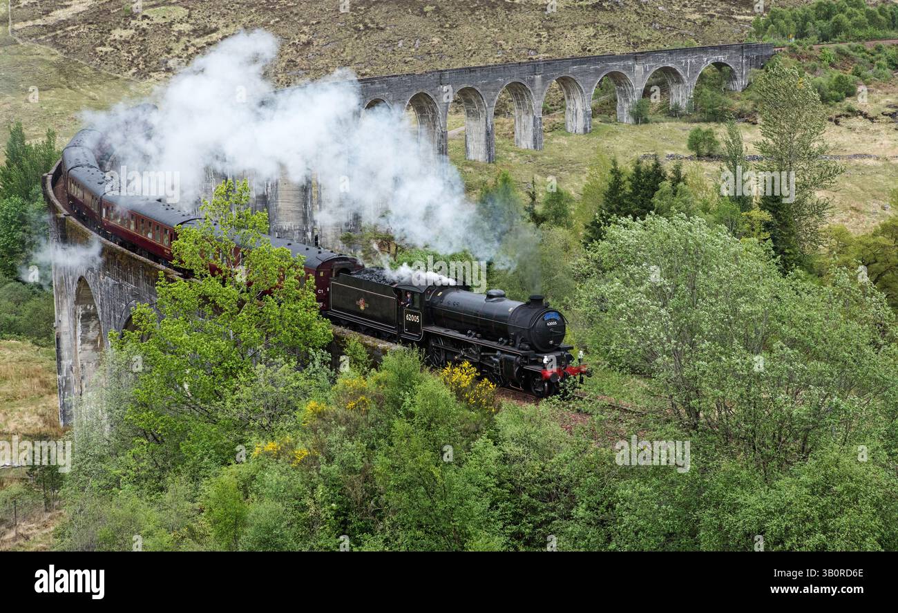 Steam train number 62005 crossing the Glenfinnan viaduct, on "The ...