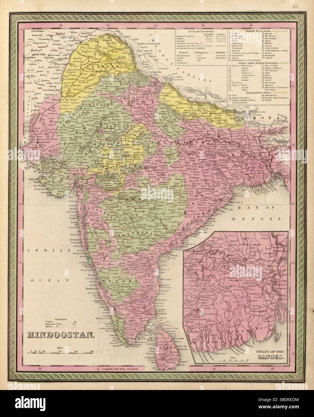 1849 - India - Map of ancient Hindustan. (Credit Image: © BuyEnlarge ...