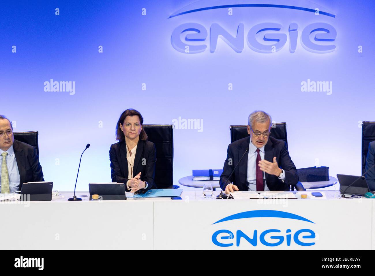 Paris, France. 24th Apr, 2024. Engie CEO Catherine MacGregor and ...