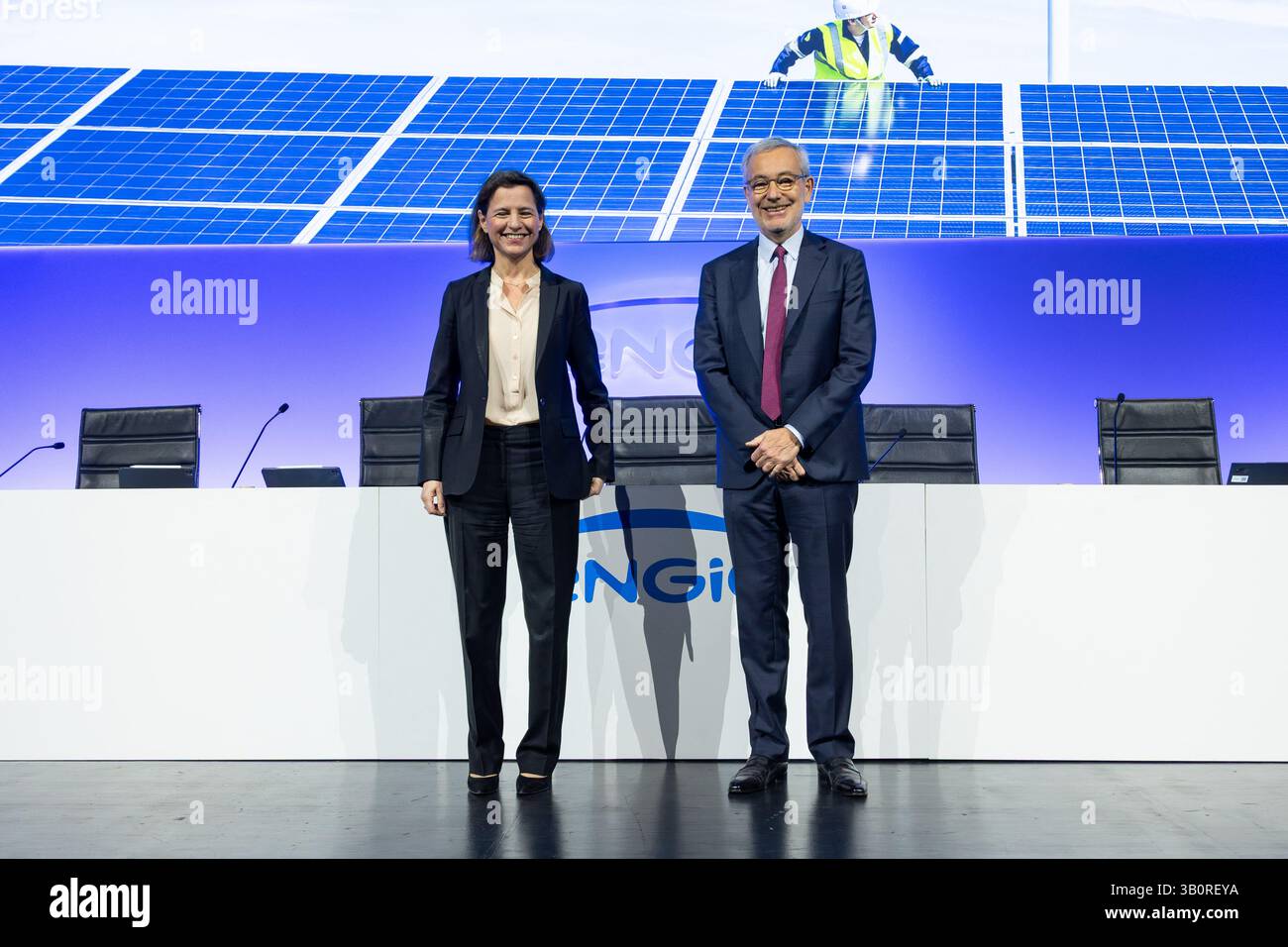 Paris, France. 24th Apr, 2024. Engie CEO Catherine MacGregor and ...