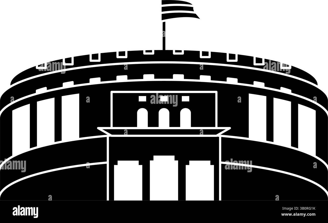 Indian Parliament Silhouette Round Government Architecture Historic ...