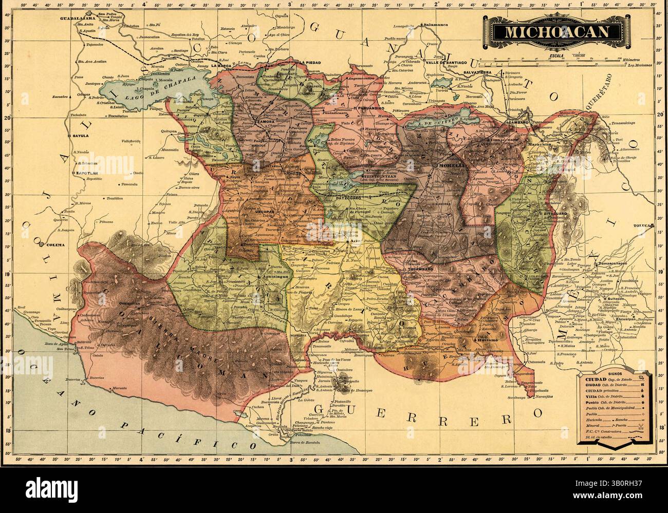 Michoacan map hi-res stock photography and images - Alamy