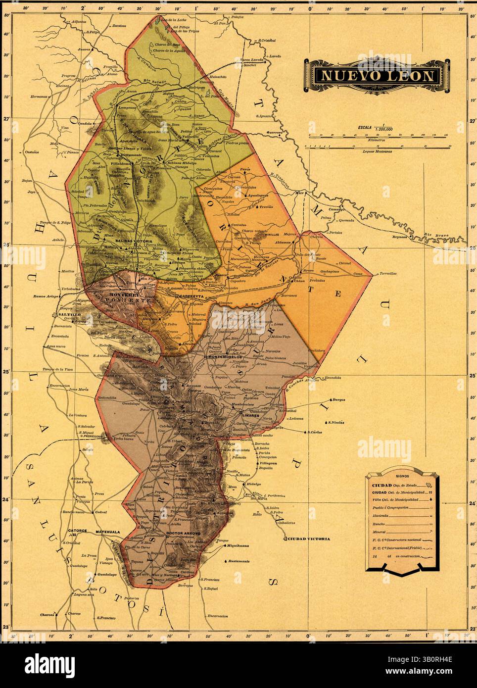 Nuevo leon mexico map hi-res stock photography and images - Alamy