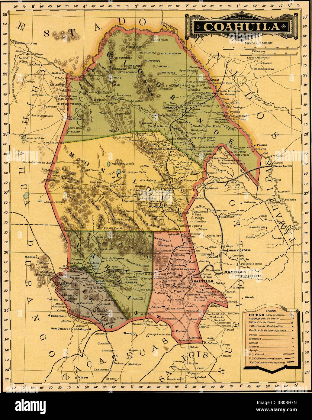 Map of coahuila hi-res stock photography and images - Alamy
