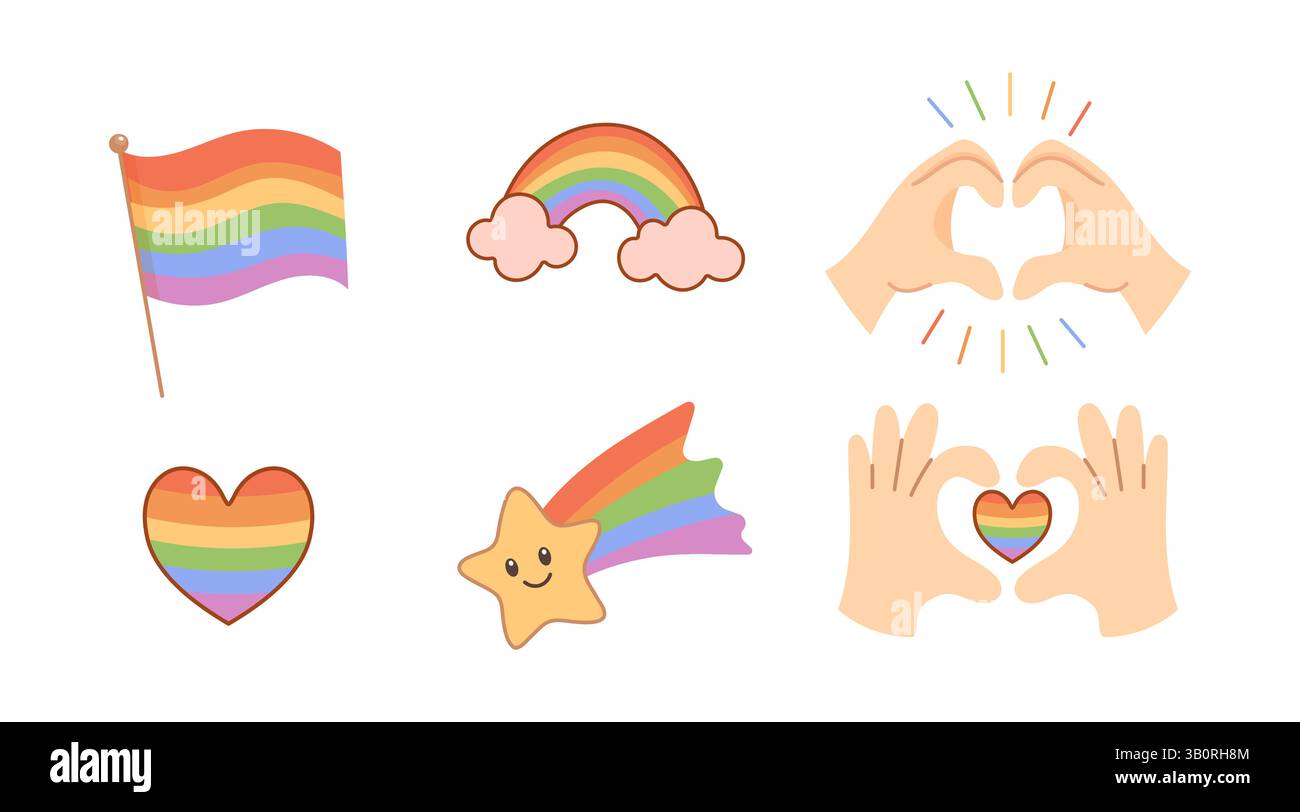 Set smiling heart icons Cut Out Stock Images & Pictures - Alamy