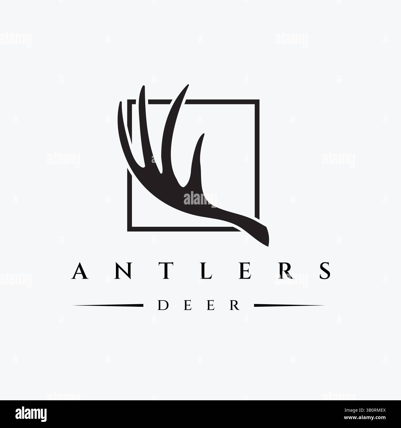 Minimalist Vector Design of Emblem or Label with Deer Antlers. For ...