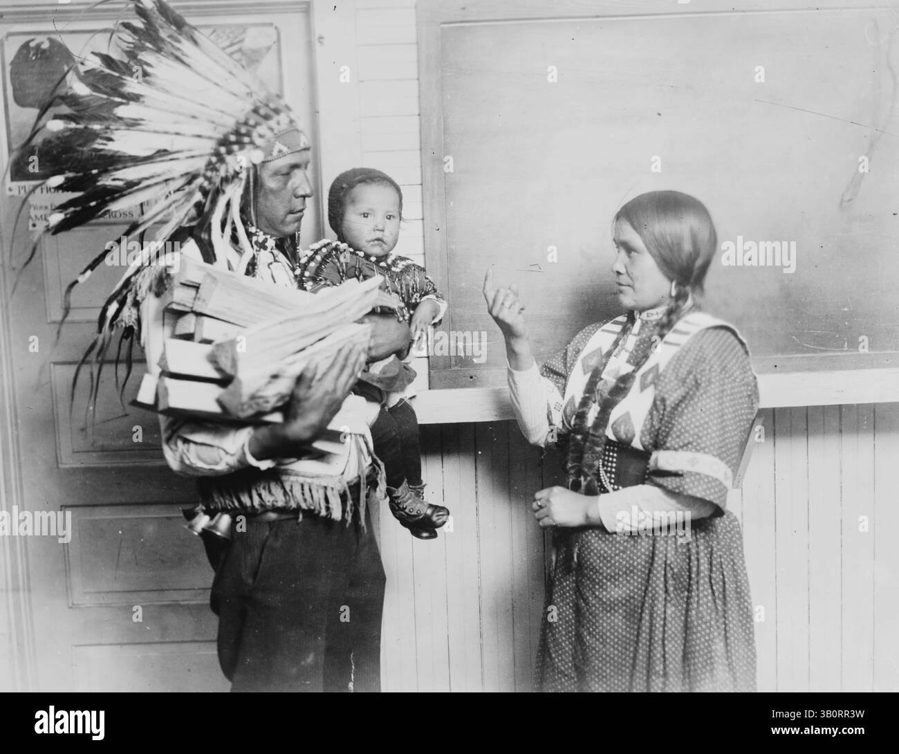 1910 - U.S. - Chief FISH WOLF ROBE in native dress and war bonnet, with ...