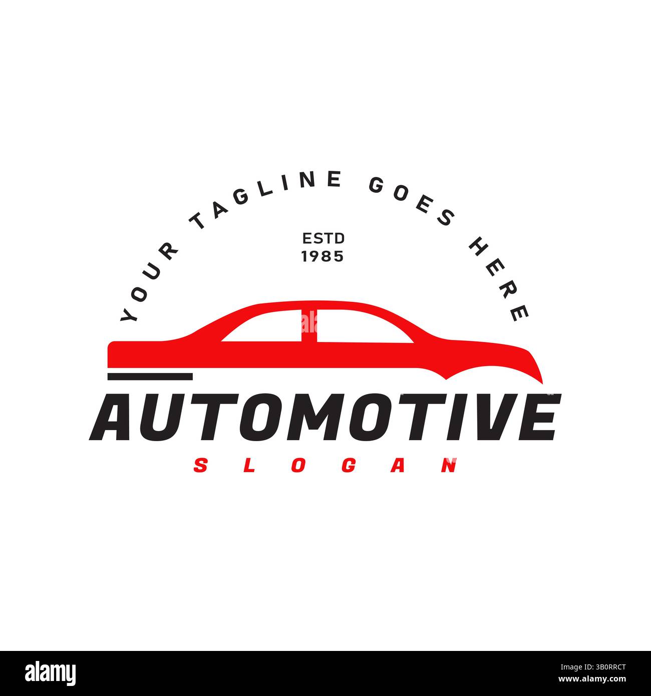 Automotive Logo with retro style red car silhouette. Ideal for workshop ...