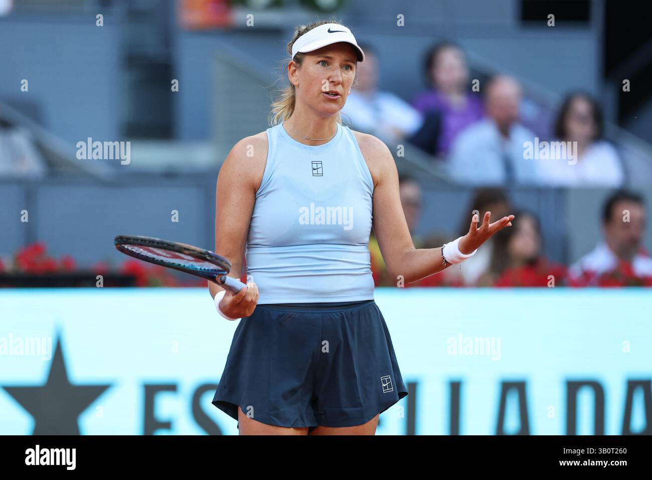 Victoria Azarenka of Belarus gestures against Olga Danilovic of Serbia ...