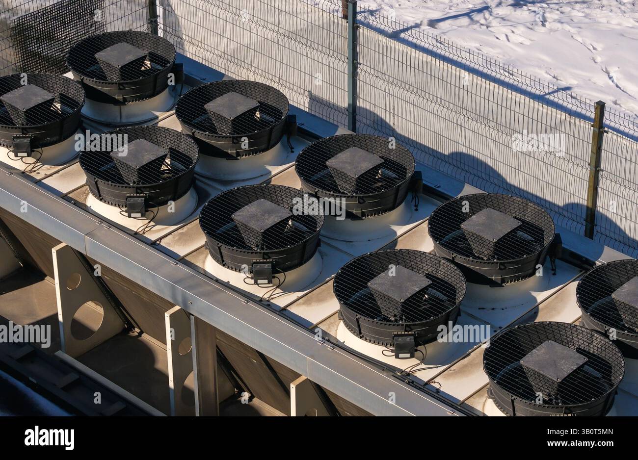 Refrigeration chillers in the cooling system. Artificial climate of the ...