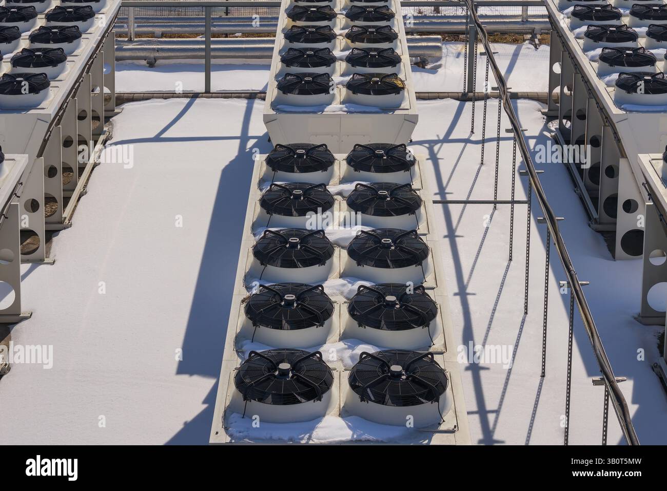 Refrigeration fan coils installed in a row. Cooling system Stock Photo ...