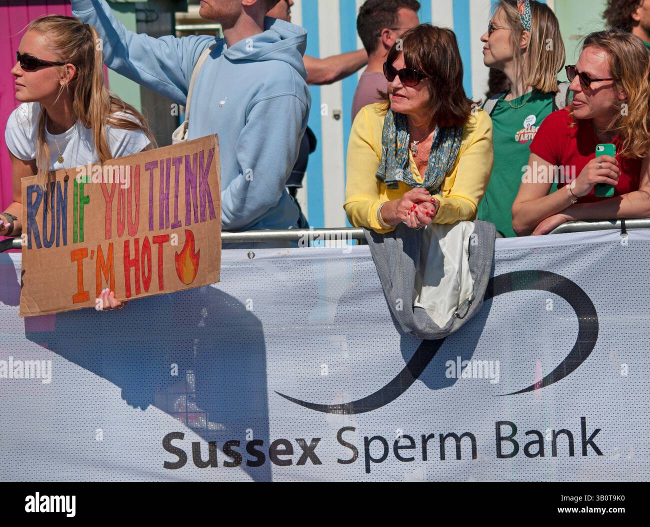 Female fans of the Brighton Marathon 2025 Stock Photo - Alamy