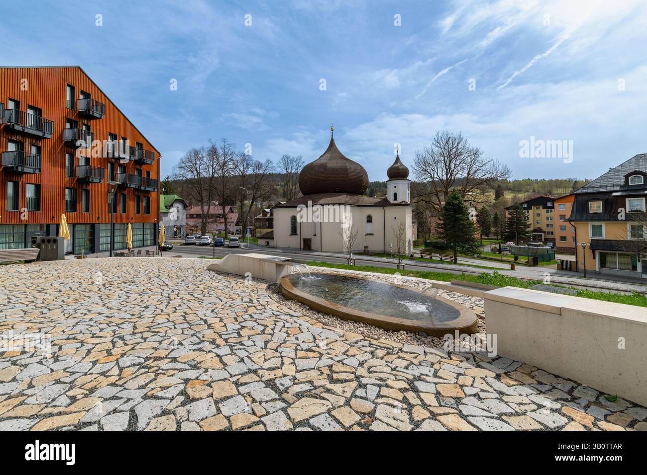 Church of Our Lady of Help from the Star in Zelezna Ruda, built in the Baroque style with a ...