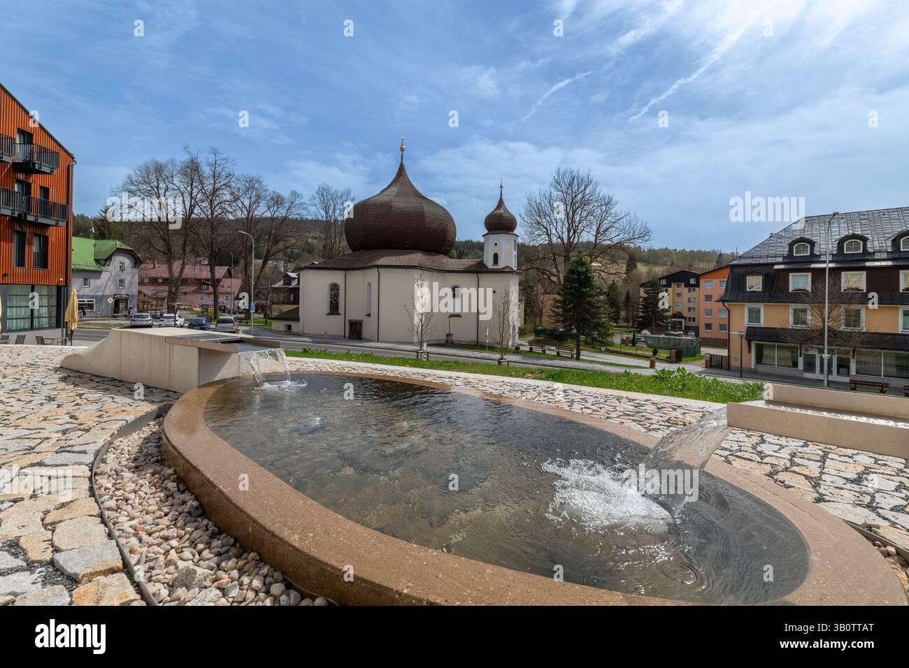 Church of Our Lady of Help from the Star in Zelezna Ruda, built in the Baroque style with a ...
