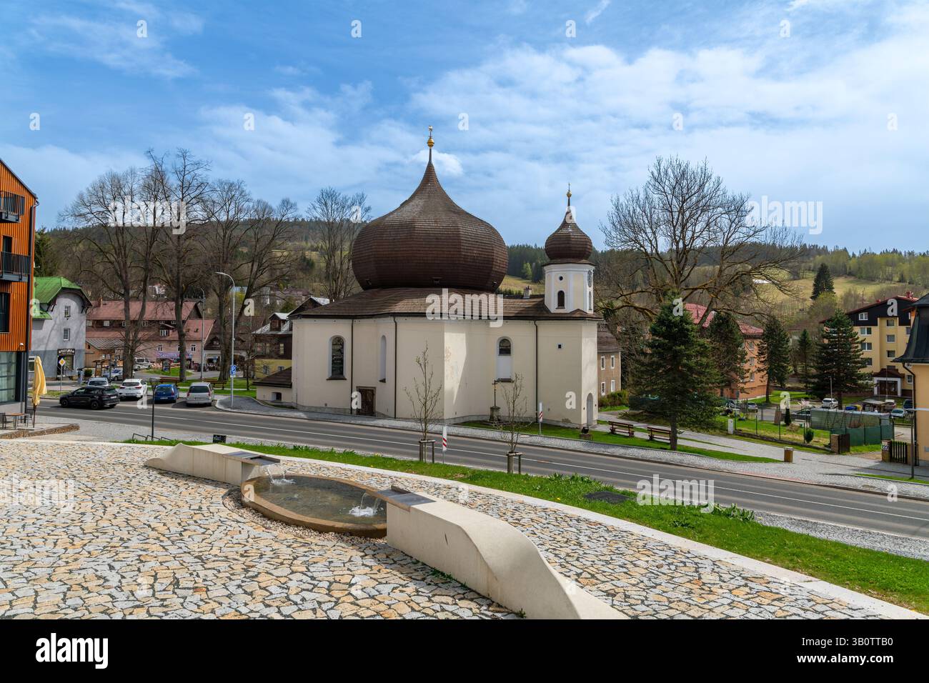 Church of Our Lady of Help from the Star in Zelezna Ruda, built in the Baroque style with a ...