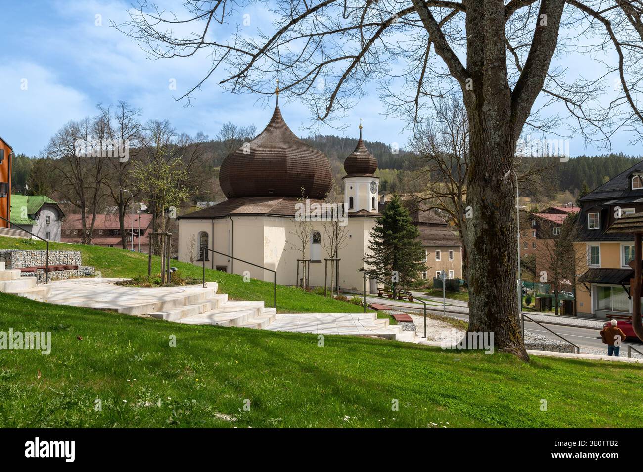 Church of Our Lady of Help from the Star in Zelezna Ruda, built in the Baroque style with a ...