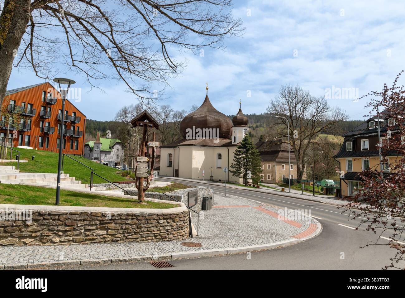 Church of Our Lady of Help from the Star in Zelezna Ruda, built in the Baroque style with a ...